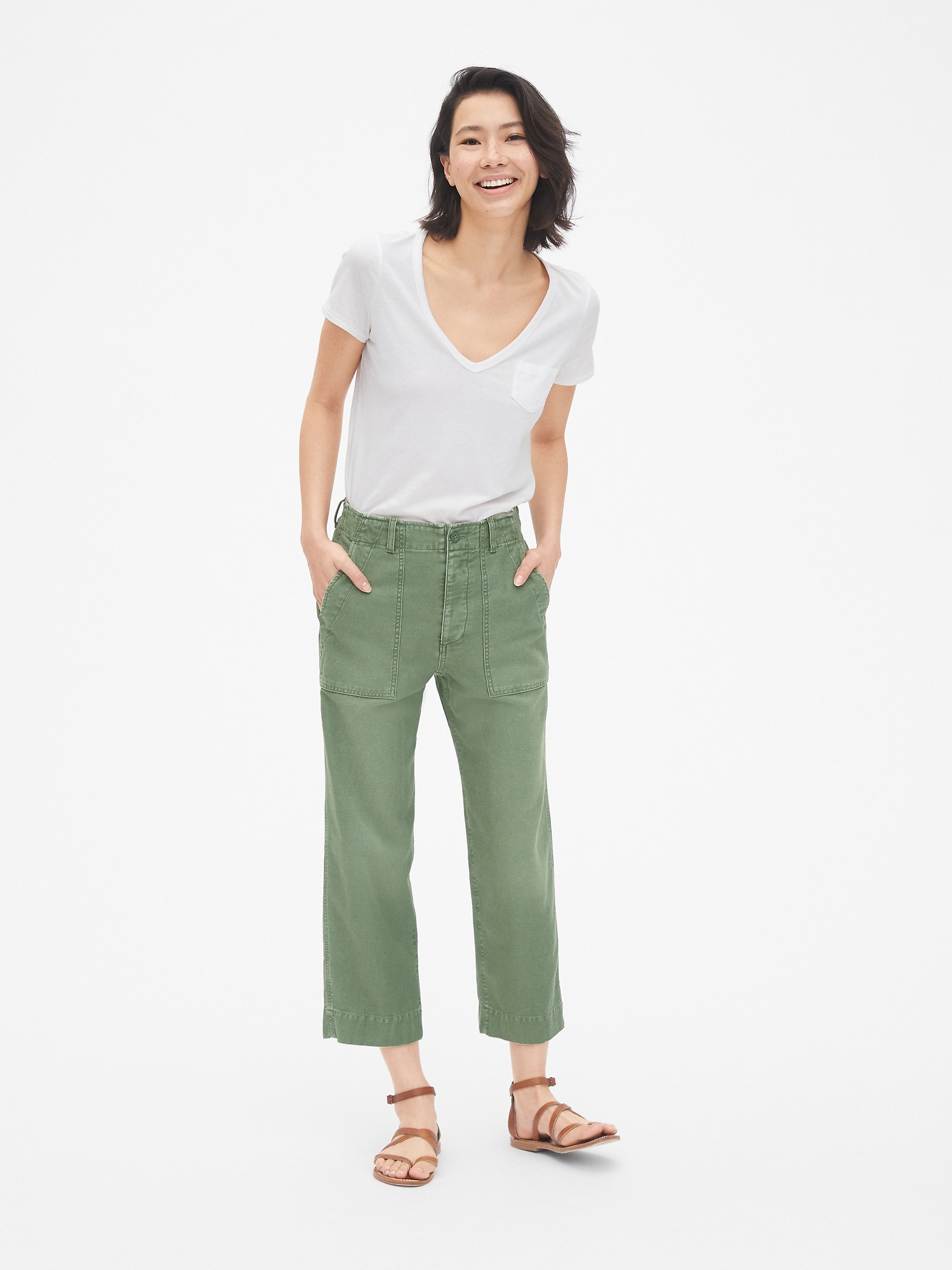 High Rise Straight Crop Chinos | Gap