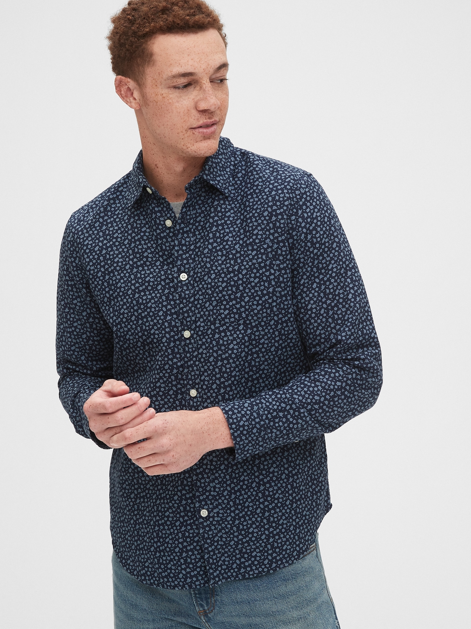 Button-Front Shirt in Linen-Cotton | Gap