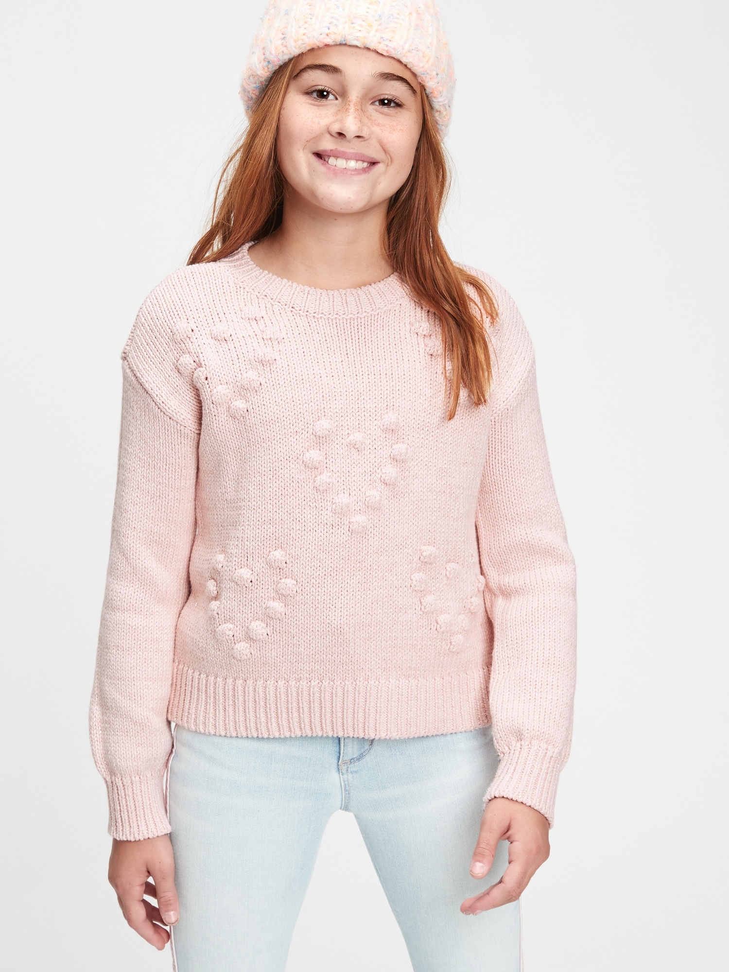 Kids Bobble Heart Crewneck Sweater | Gap
