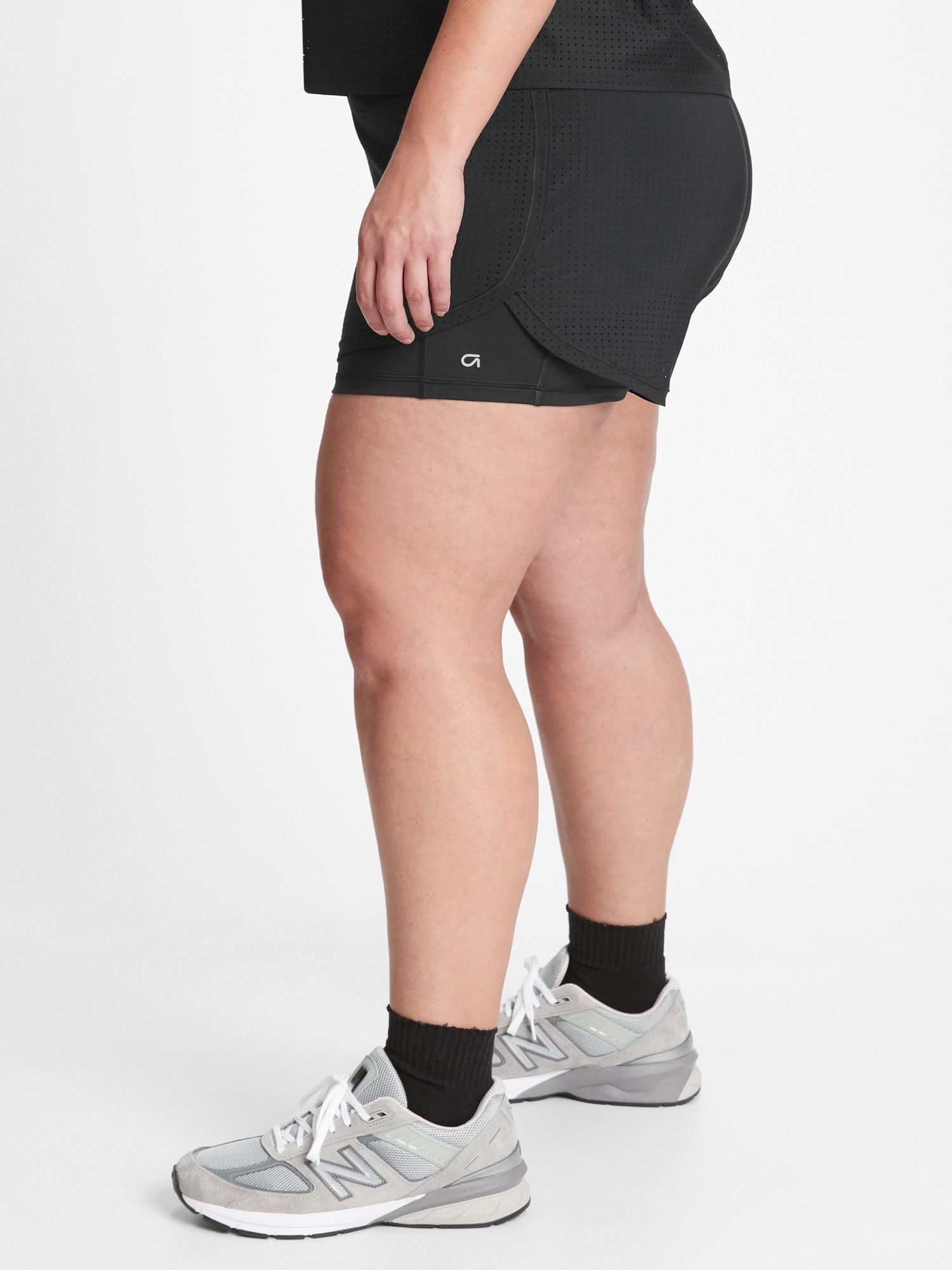 GapFit High Rise Mesh Double Layer Running Shorts | Gap