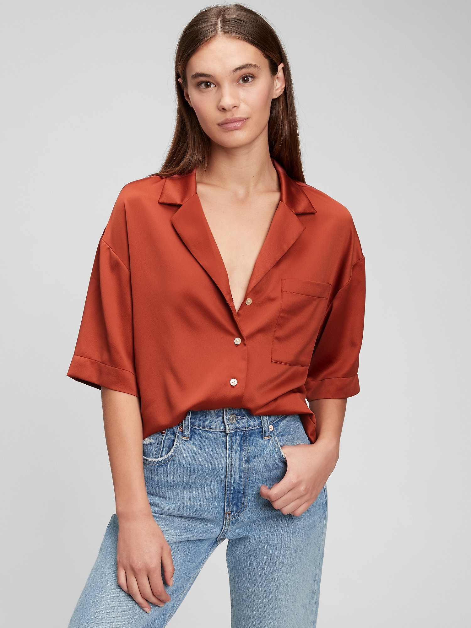 Satin PJ Shirt | Gap