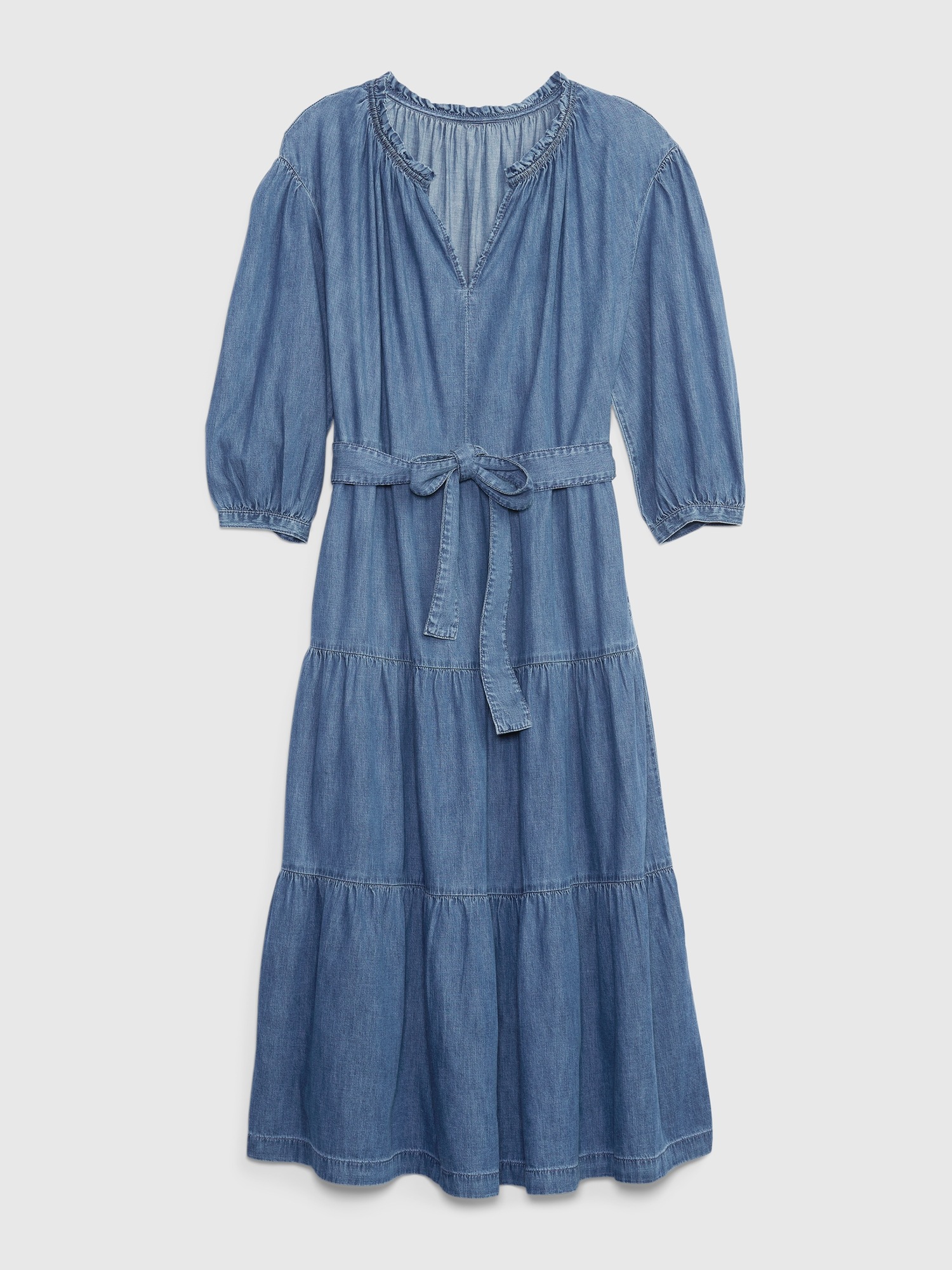 Puff Denim Tiered Midi Dress with Washwell | Gap
