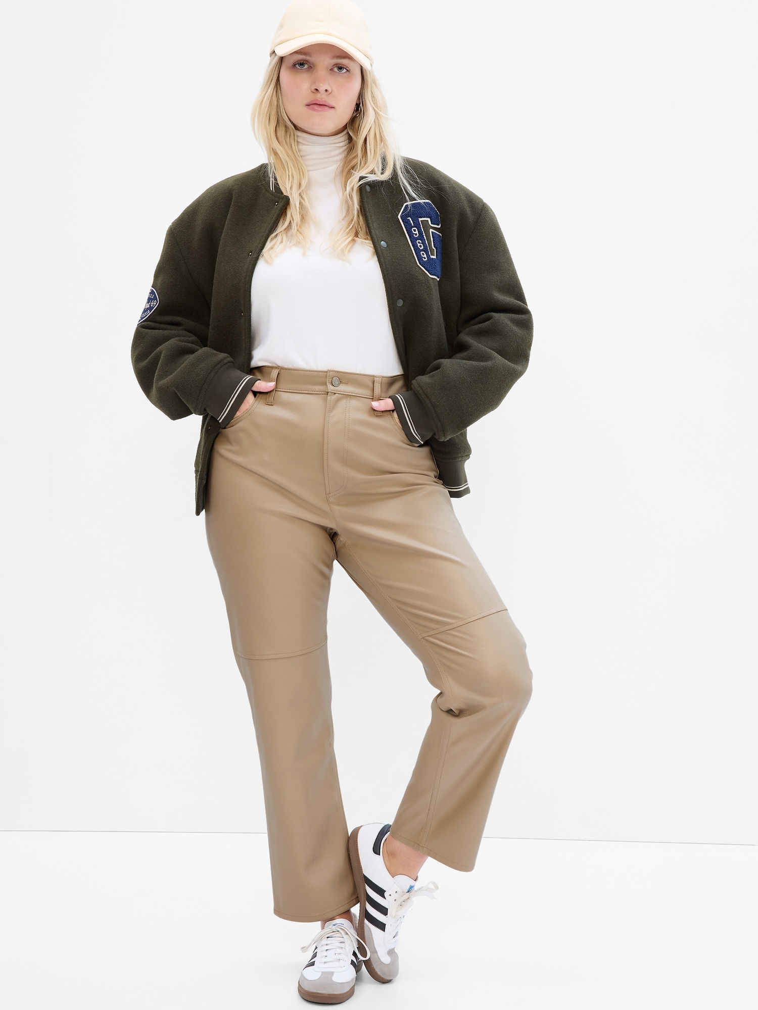 High Rise Vegan Leather Cheeky Straight Pants | Gap