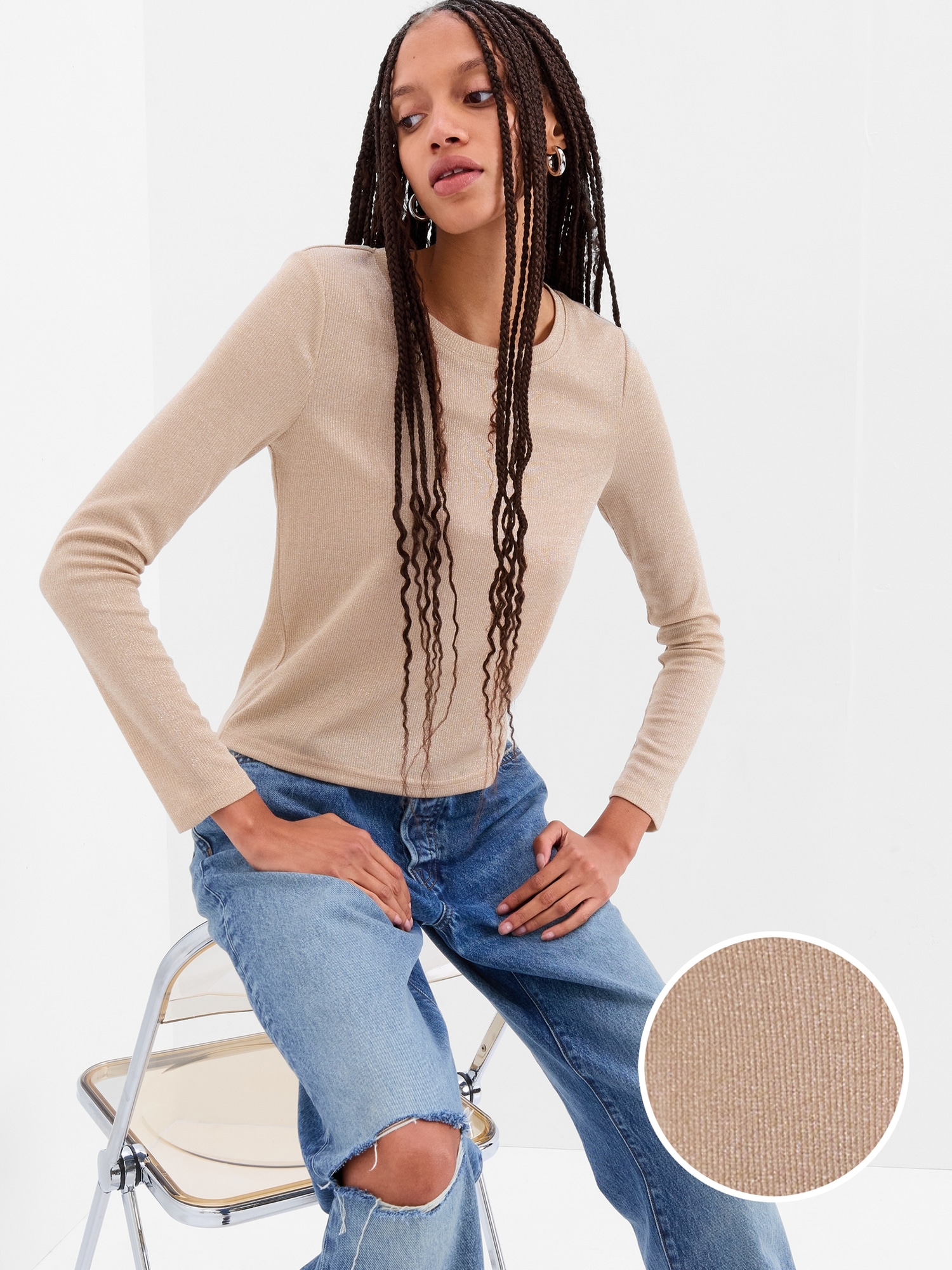 Metallic Rib T-Shirt | Gap