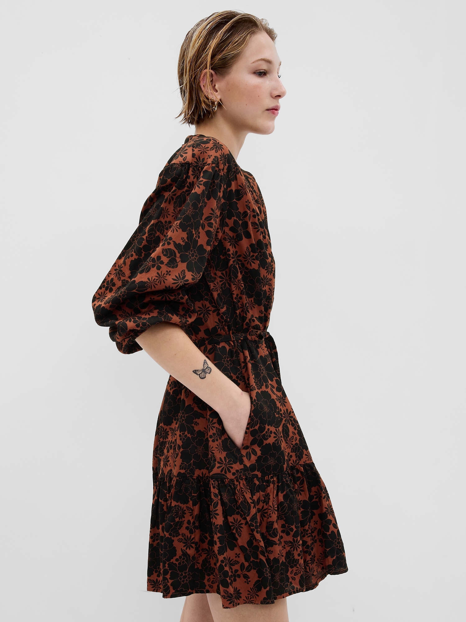 Floral Ruffle Hem Mini Dress | Gap