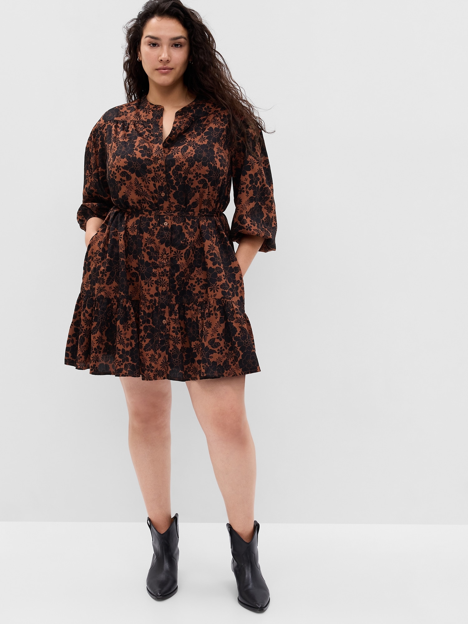 Floral Ruffle Hem Mini Dress | Gap