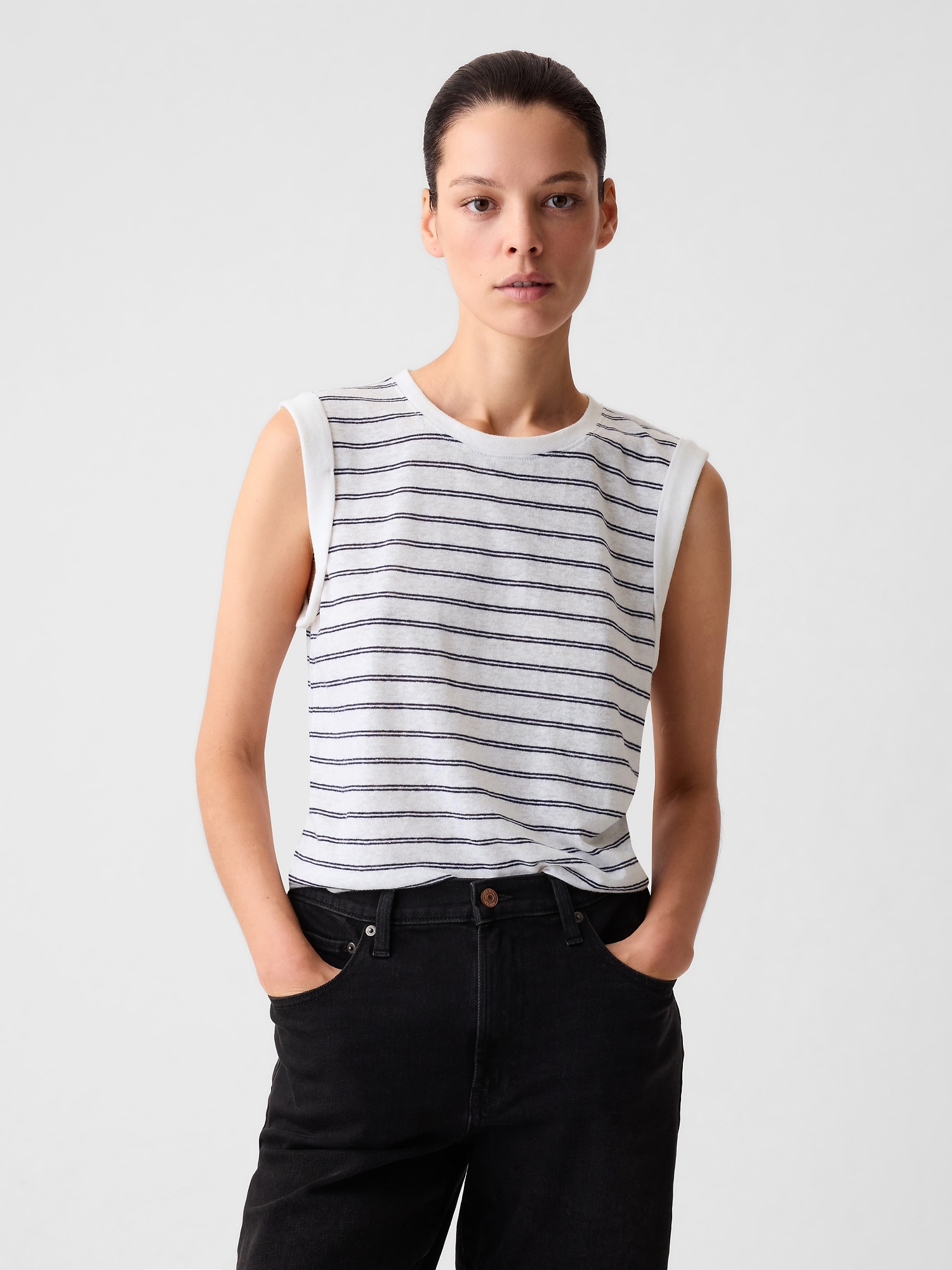 Linen-Blend Tank Top | Gap