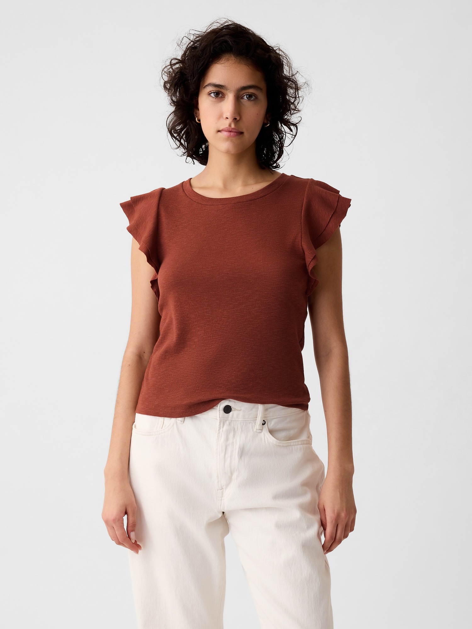 Essential Rib Flutter Sleeve Shirt | Gap