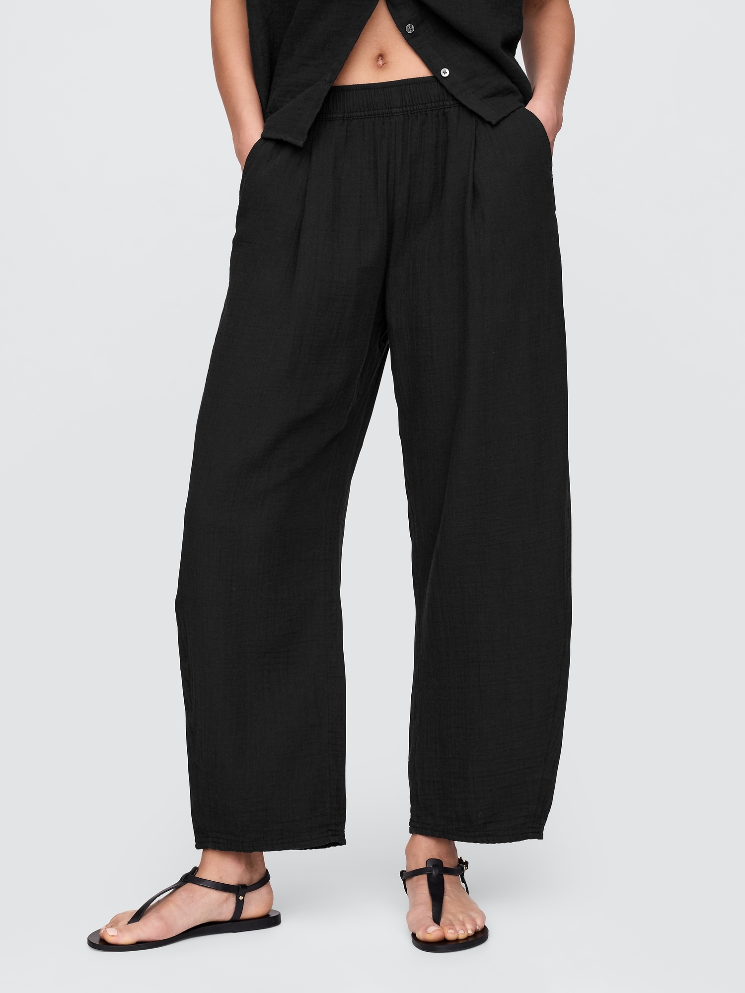 Cotton Gauze Easy Barrel Pants | Gap